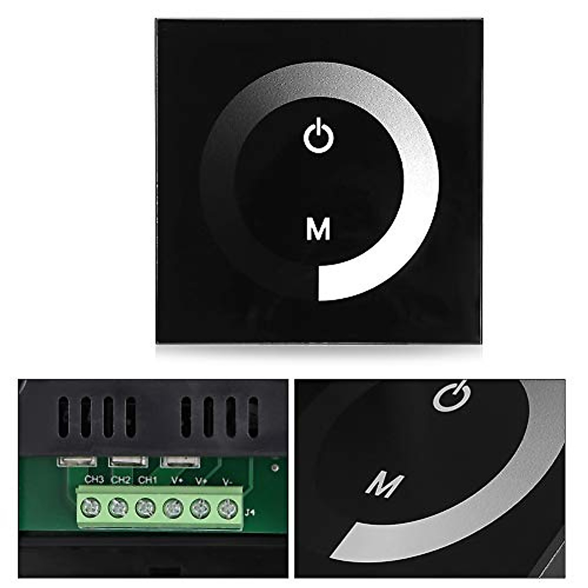 LED Dimmer Switch, Beautiful Appearance LED Touch PanelDimmer Switch for Fashionable Design for Ambient Lighting(Black)