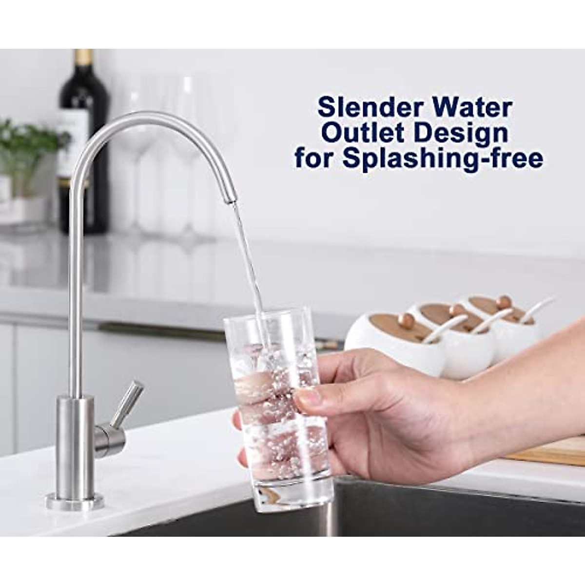 ESOW 100% Lead-Free Kitchen Water Filter Faucet, Fits Most Reverse Osmosis and Water Filtration System for Kitchen Bar Sink in Non-Air Gap, SUS304 Stainless Steel Brushed Nickel Finish