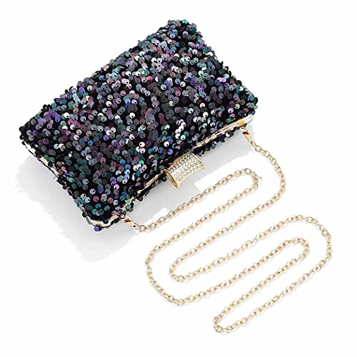 Yokawe Women's Evening Clutch Bag Bling Sequins Bridal Purse Wedding Prom Party Handbags (Purple)