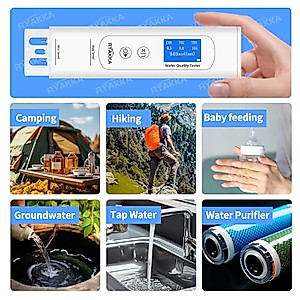 RYAKKA Drinking Water Quality Tester, 6-in-1 TDS Meter Digital Water Tester| TOC,COD,TDS,UV275,EC & Temp | Organic Contamination | Lab Grade | Well, Tap, Water Purifier & Outdoor Water Quality (White)