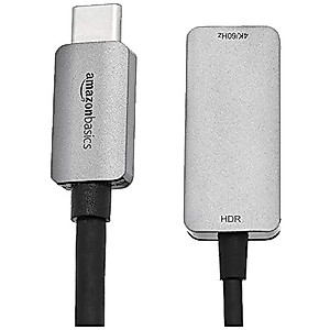 Amazon Basics USB-C 3.1 Male to HDMI Female Adapter (4K@60Hz), Gray, 1.69 x 1.45 x 0.43 inches
