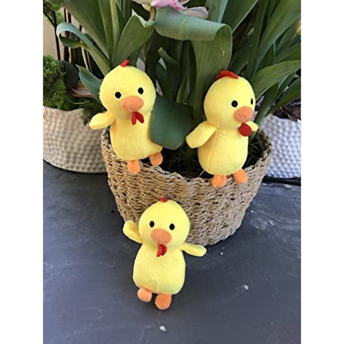 Glow Pups 3 Pack Plush Chicken Toys with Squeaker for Small Dogs, Replacement Chicken Toys Hide and Seek Egg Toy (3 Pack of Replacement Chickens)