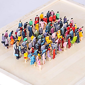 Yamix 100Pcs 1:87 HO Scale People HO Scale Figures Model Trains Architectural Miniature Figures for Miniature Scenes Model Train People