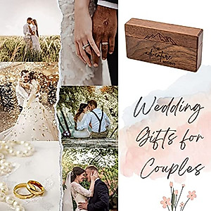 Wood Ring Box for Wedding Ceremony-Engagement Wooden Ring Bearer Box Wedding Accessories,Ring Boxes for Two Rings Case,Rustic Keepsake Engraved Wedding Ring Holder Gift