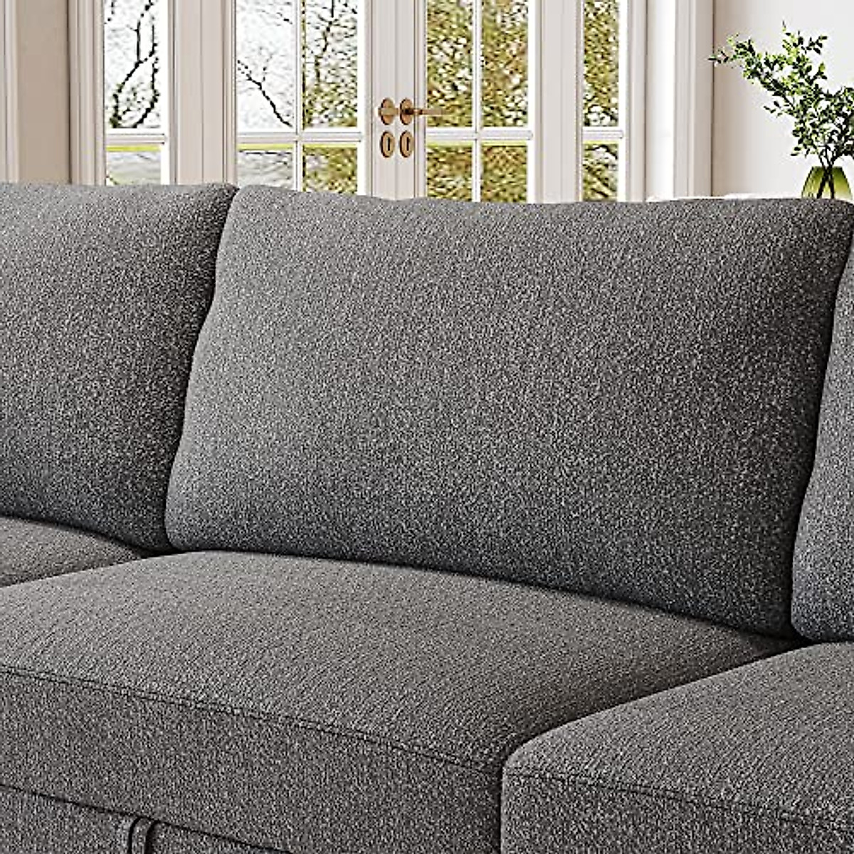 HONBAY 149'' Modular Sectional Sofa U Shaped Modular Couch with Storage Seats 7 Pieces Modular Sofa Deep Seat Modular Sectional Couch with Wide Chaise, Light Grey