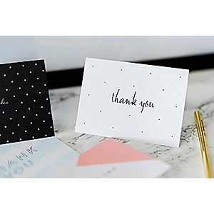 Luxye Chic Modern Thank You Cards, 36 Polka Dot and Stripe Thank You Notes, 6 Assortment of Blank Inside with White Envelopes (Multicolor) (4" x 6" Polka Dot Stripe V2)