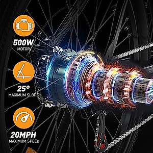 HITWAY Electric Bike for Adults, 26" × 2.125/3.0/4.0 Fat Tire E Bike 12Ah/15Ah Removable Electric Bicycle, 500W/750W Mountain Bike Snow Beach Bicycle with 7 Gears, UL2849 Certified