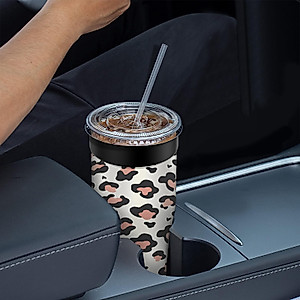 Universal Iced Coffee Sleeve - Upgraded Double Wall Reusable Stainless Steel Holder Sleeves Insulator for Cold Drinks Fits Starbucks Dunkin Donuts McDonalds Small Medium Large Cups (Luxy Leopard)