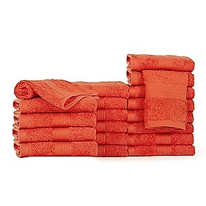Ample Decor Wash Cloths Pack of 20, Oeko Tex Certified 600 GSM 100% Cotton Soft Absorbent, Premium Quality Durable Machine Washable, Ideal for Bathroom, Pool, Hotel, Spa – Orange