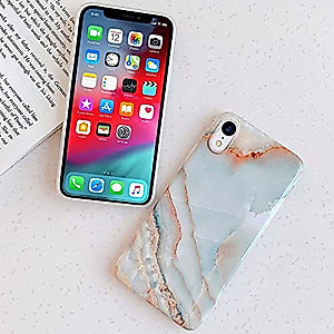 J.west iPhone XR Case 6.1-inch, Luxury Grey Marble Design Graphics Stone Pattern Ultra Slim Thin Flexible Bumper Soft Rubber TPU Silicone Protective Phone Case Cover for Girls Womens Agate Slice