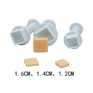 3Pcs Square Plunger Cutters Set Fondant Sugarcraft Decorating Cutters Tools-Tiny(0.6")