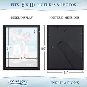 Icona Bay 8x10 Black Picture Frame Beautifully Detailed Molding, Contemporary Picture Frame Set, Wall Mount or Table Top, Inspirations Collection