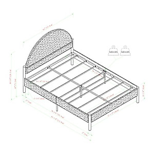 Walker Edison Queen Modern Curved Upholstered-Headboard Bed, Queen Size, Oatmeal