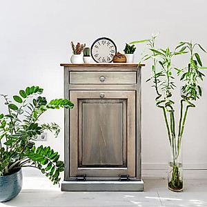 Peaceful Classics Trash Bin Cabinet - Handmade Hideaway Cabinet for Trash Cans - Decorative Bathroom Trash Can, Office Trash Can, and Bedroom Trash Can - Wooden Tilt Out Trash Bin (Pewter)