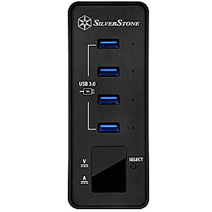 SilverStone Technology Smart Four Port USB 3.0 Hub with Fast Charging & Power LED Meter EP03B (RL-EP03B)