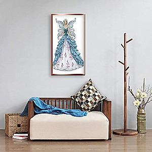 LUSandy 5D Diamond Painting Angel Elegant Lady Partial Drill Special Shaped Crystal Rhinestone Women Diamond Art Kits for Adults and Kids Home Wall Decor 12 x 20 inch - Blue and White Angel