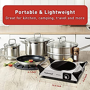 Techwood Hot Plate Portable Electric Stove (Stainless Steel, Infrared Ceramic Hot Plate)