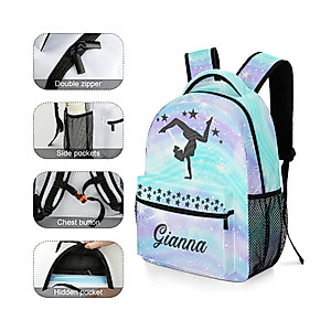 Gymnastic Purple Blue Personalized School Backpack Bags Kids Backpack for Teen Boys Girls Travel Backpack