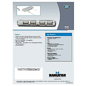 Manhattan 4-Port Hi-Speed USB Pocket Hub - Silver (160599)