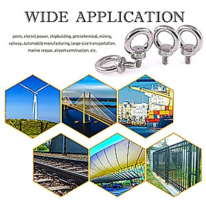 Lifting Eye Bolts, Reedny 1/4" 304 Stainless Steel Shoulder Ring Eye Machinery Male Thread Ring Eyebolt Screws for Hanging Articles (M6, 8Pcs)