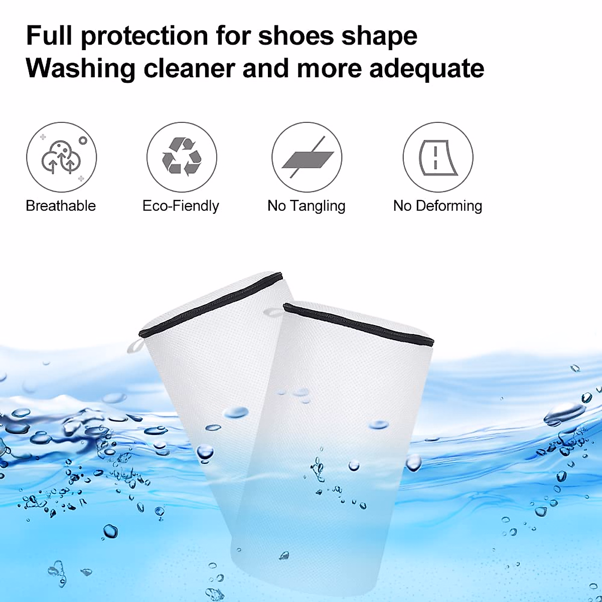 Vivifying Shoe Washing Machine Bag, 2Pack Double Layer Mesh Shoe Laundry Bags with Zipper for Sneakers, Running Shoes, Sock, Bras and Toys (7x14Inches)