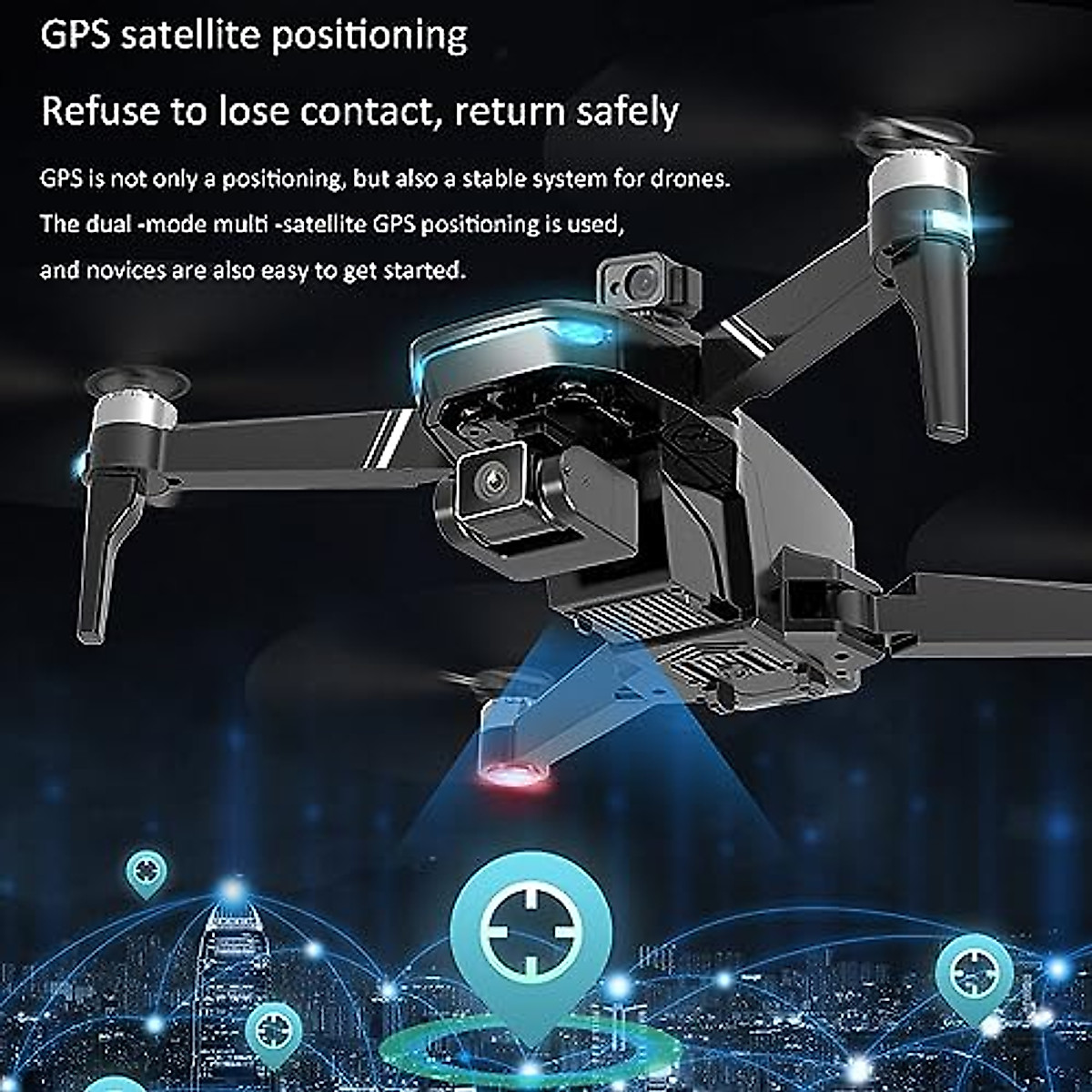 RKSTD Drone With Dual HD Camera - GPS Foldable RC Quadcopter, Brushless Motors, Suitable For Adults And Kids, WiFi FPV RC Drone For Beginners, Trajectory Flight, Auto Hover