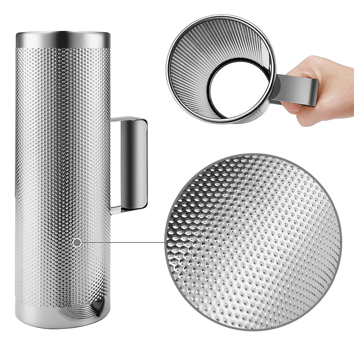 Flexzion Metal Guiro with Scraper Shack 5" x 12" - Merengue Guira Dominicana - Round Cylinder Stainless Steel Hand Musical Instrument Percussion for Jazz Bands, Concerts, and Live Performances