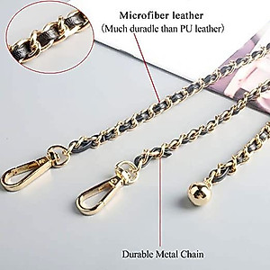 Beaulegan Thin Purse Chain Strap Adjustable - Replacement for Small Shoulder Crossbody Bag, 51 Inches Long Black (Gold)