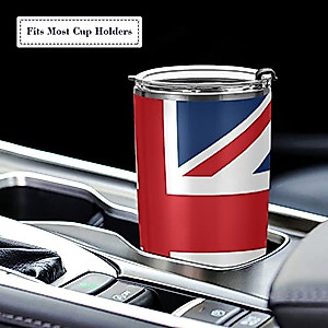 ALAZA England British Flag Union Jack Insulated Travel Tumbler Mug with Lid & Straw Double Wall Vacuum Water Bottle Car Cup Stainless Steel, Hot and Cold Thermos, 20oz