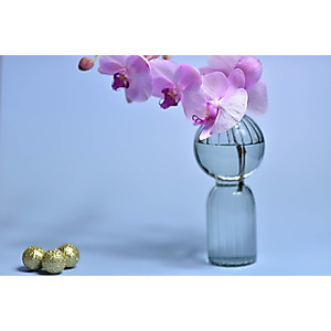 SVY Glass Vases Clear Crystal Flower with Modern Unique Design & Home Decoration, Ideal for Parties, Events, Gardens, Office, Weddings, Table (Gray)