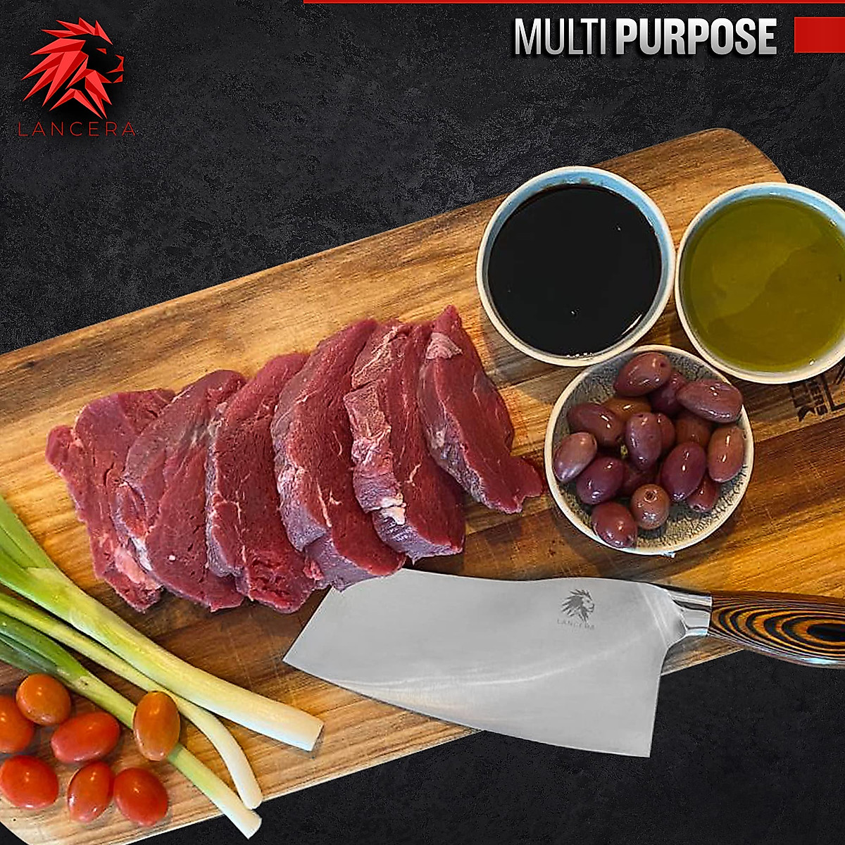 Cleaver Knife 7 Inch Stainless Steel - Professional Chef Knife With Pakka Wood Full Tang Handle, Heavy Duty Blade For Home Kitchen And Restaurant