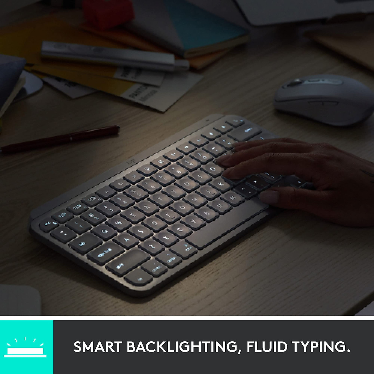 Logitech MX Keys Mini for Mac Keyboard + MX Anywhere 3 for Mac Wireless Mouse Combo - Backlit Keys, USB-C, Bluetooth, Ergonomic, Compact, Fast Scroll, Optimised for macOS, iPadOS – Pale Grey