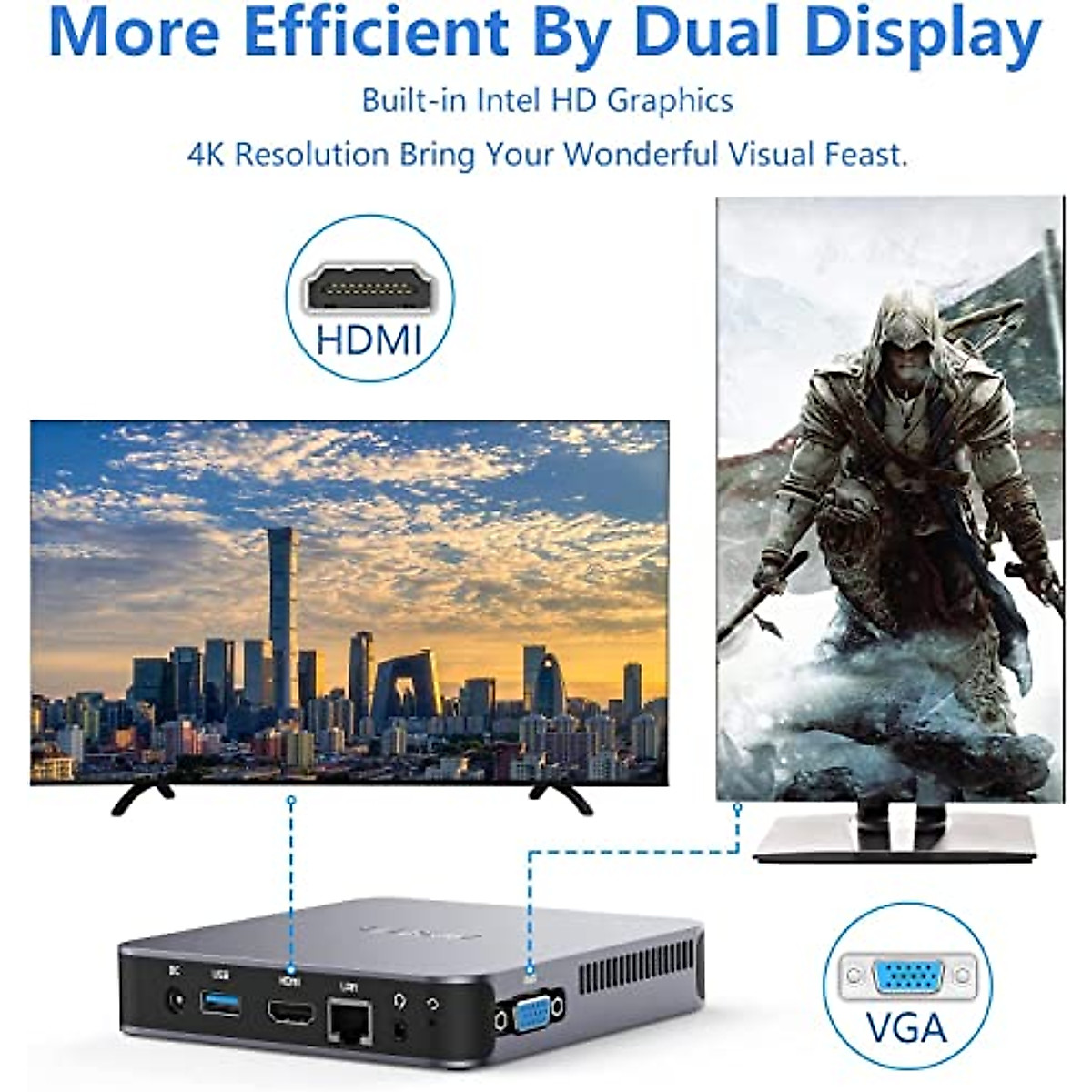 AEROFARA Mini PC Aero 2 Pro Desktop Computers with Intel 11th Celeron N5105 Processor 8GB RAM 256GB SSD,4K UHD Graphics,USB3.0, HDMI (8G+256G) Support W11 Pro