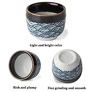 Sake Set Ceramic Japanese Sake Set of 7 include 1 Sake bottle 6 Sake Cups for Hot or Cold Sake at Home or Restaurant