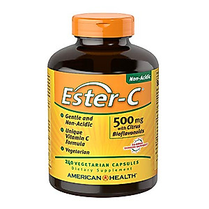 American Health EsterC with Bioflavonoids Vegetarian Capsules 24Hour Immune Support Gentle On Stomach NonAcidic Vitamin C NonGMO GlutenFree Vegan 500 mg 120 Servings, Citrus, 240 Count