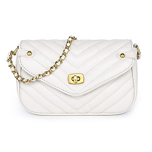 Montana West Quilted Small Crossbody Bags for Women Trendy Designer Shoulder Purses and Handbags with Coin Purse, 2PCS Set (Beige)