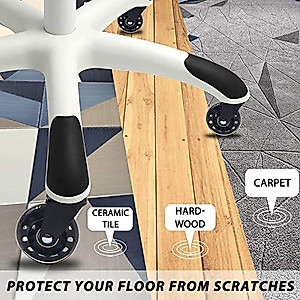 Office Chair Wheels 10mm Stem-ONLY Compatible With IKEA Chairs (Set of 5)- 2.5 inch Chair Wheels Replacement Polyurethane Protection Your Hardwood Floors Without Any Chair Mats(3/8" x 7/8" Stem)