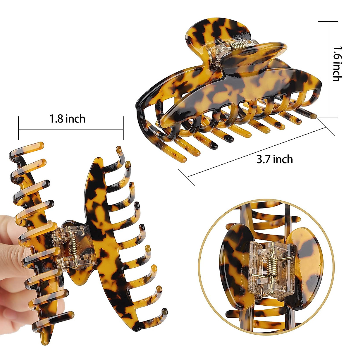 4 PCS 3.7 Inch Large Hair Claw Clips Strong Hold Hair Clips Non-slip Accessories for Thin Hair Thick Hair for Women Girls