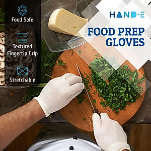 Hand-E Touch White Nitrile Disposable Gloves X-Large, 50 Count - Food Prep, Salon, Hair Dye, Esthetician, Kitchen Gloves - Powder and Latex Free Rubber Gloves