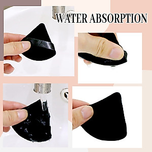 Yoseng 4pcs Powder Puffs for Face Powder Both Dry and Wet Black Triangle Makeup Puff for Loose & Cosmetic Foundation, Wedge Shape Velour Cosmetic Sponge for Contouring,with Mesh Laundry Bag(2Pack)