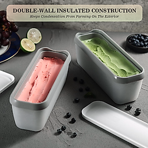 Ice Cream Containers，2Pack Ice Cream Containers for Homemade Ice Cream（1.5 Quart Each），Reusable Plastic Ice Cream Tubs Storage Containers Ice Cream Cups with Lids for Freezer