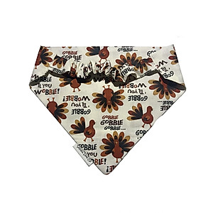 Shark Dog Co | Gobble 'til You Wobble | Slip-on, Scrunchie Dog Bandana | No Tying or Collar Necessary | Machine Washable (XL)