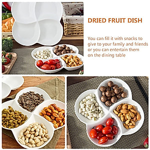 Cabilock Melamine Fruit Plate Food Serving Tray Food Container 4 Compartment Snack Storage Plate Divided Appetizer Tray Organizer White