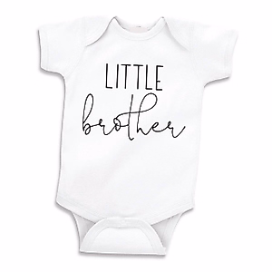 Bump and Beyond Designs Baby-Boys Little Brother Leotard for Boys Baby Announcement White, 0-3 Months