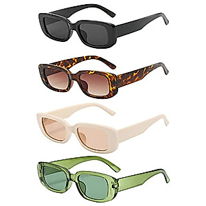 Dollger Trendy Rectangle Sunglasses For Women Men Trendy Retro Rectangular colored Shades sunglasses bulk pack