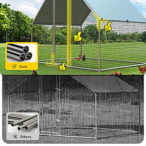 1.26’’ Large Metal Chicken Coop Run Walk in, Chicken Run Pen for Chickens, Outdoor Chicken Runs Coops Dog Kennel, Flat Roofed Chicken Runs for Yard with Anti-Ultraviolet Cover (9.2’L x6.2’W x6.4’H)