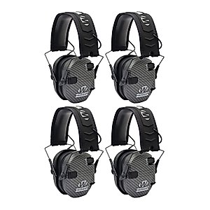 Walkers Razor Slim Electronic Shooting Muffs 4-Pack Bundle, Carbon Gray (4 Items)