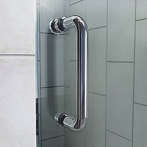 DreamLine Flex 34 in. D x 60 in. W x 76 3/4 in. H Semi-Frameless Shower Door in Brushed Nickel with Right Drain Base and Backwalls, DL-6229R-04