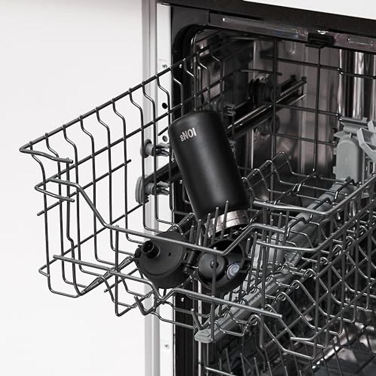 Ion8 Kids Water Bottle, Steel 400 ml/13 oz, Leak Proof, Easy to Open, Secure Lock, Dishwasher Safe, Hygienic Flip Cover, Carry Handle, Easy Clean, Durable, Scratch Resistant, Carbon Neutral, Black