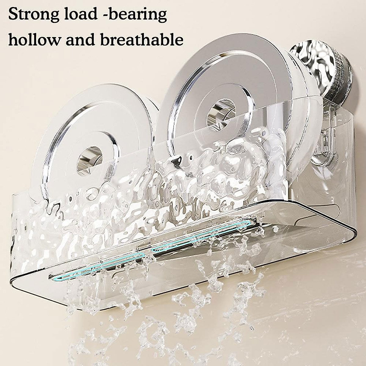 Suction Storage Rack, Luxury Suction Storage Rack Bathroom Suction Cup Storage Rack Clear for Shower (Gray-L)